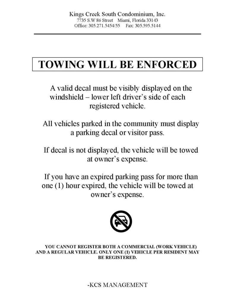 Kings Creek South CondominiumKCS-Tow-vehicle-notice-no-decal-no-pass ...